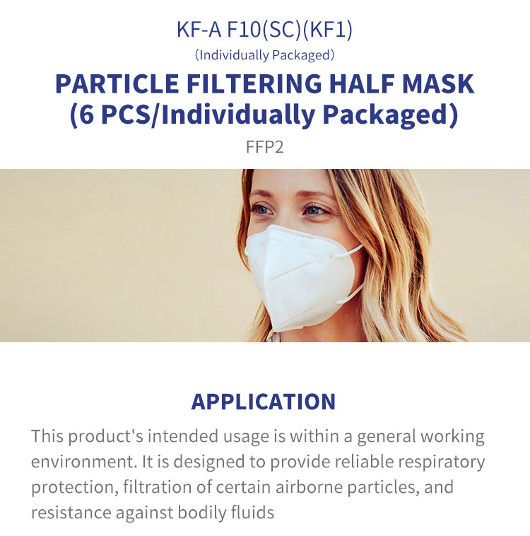 Protective Disposable Medical FFP2 Blue Face Mask Individual Packaging ...